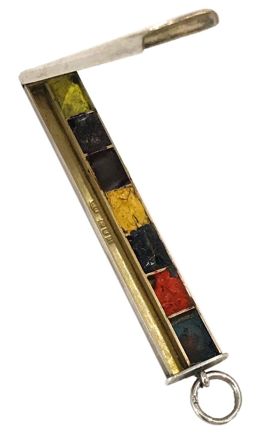 Silver Miniature Watercolour Box Hallmarked 1912 | Green and Stone